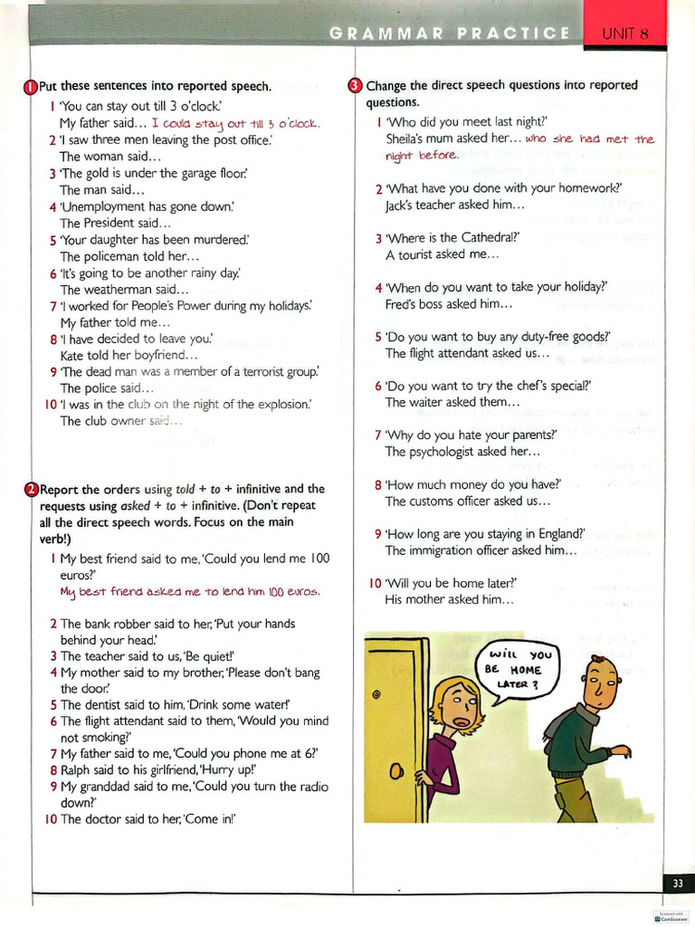 Reported Speech Practice | PDF