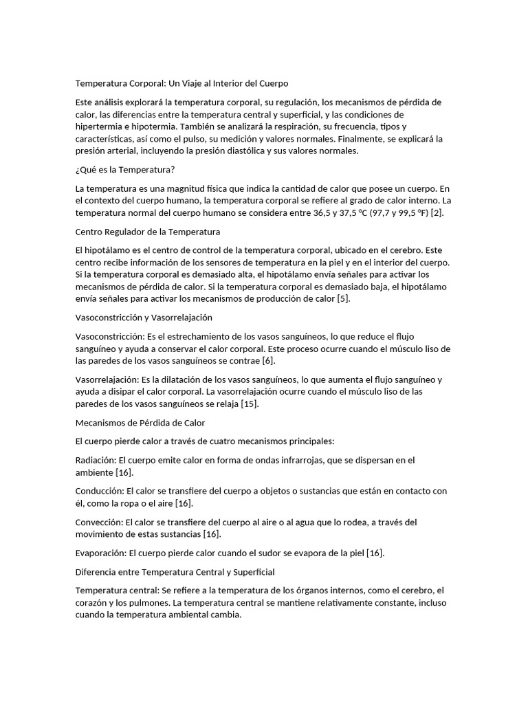 Regulación de Temperatura y Signos Vitales | PDF | Termorregulación ...