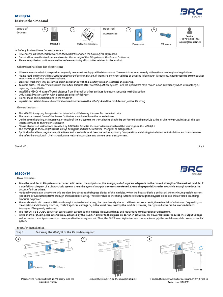 BRC Power Optimizer M500 14 Instruction Manual en | PDF | Photovoltaic ...
