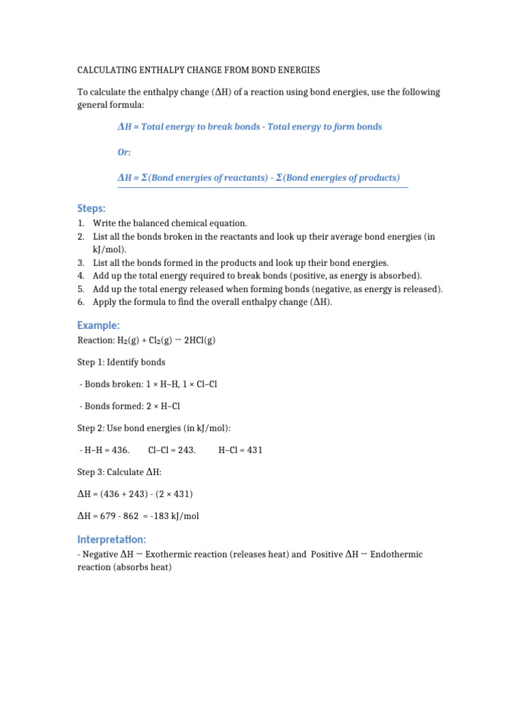 Enthalpy Change Calculation Guide | PDF