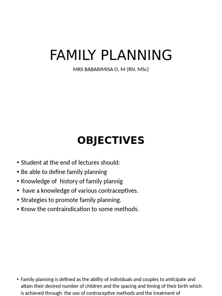 500l Note On Family Planning | PDF | Birth Control | Family Planning