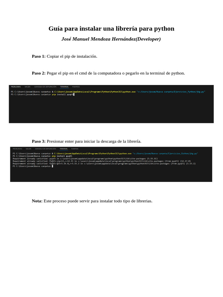 Guía para Instalar Una Librería para Python | PDF