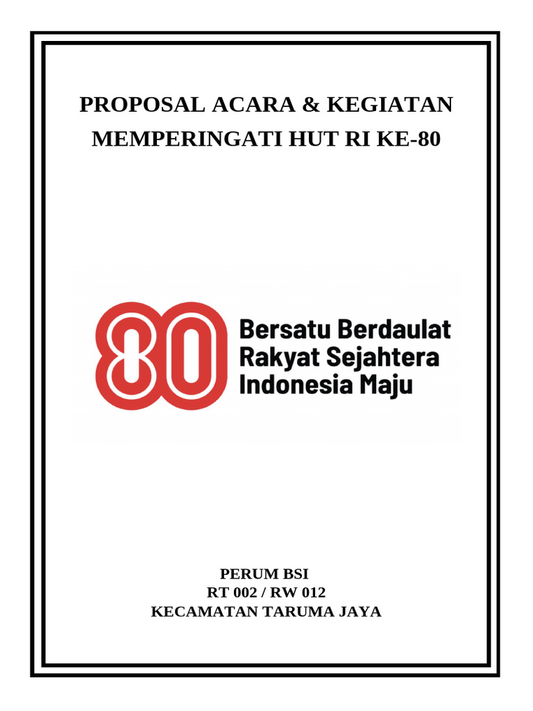 Proposal Acara HUT RI Ke-80 Perum BSI | PDF