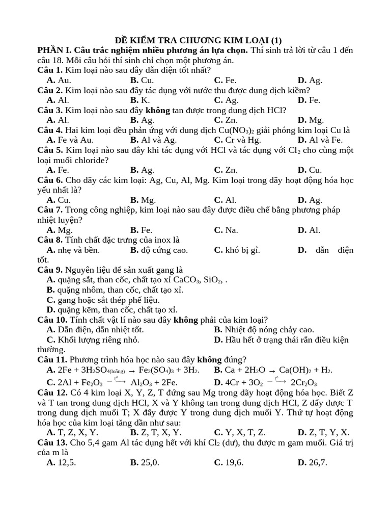9 - đề Test Kim Loại | PDF