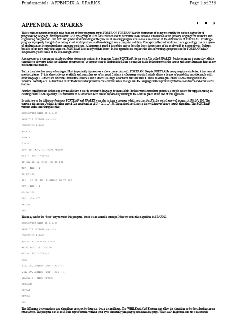 Appendix A: Sparks | PDF | Parameter (Computer Programming) | Subroutine