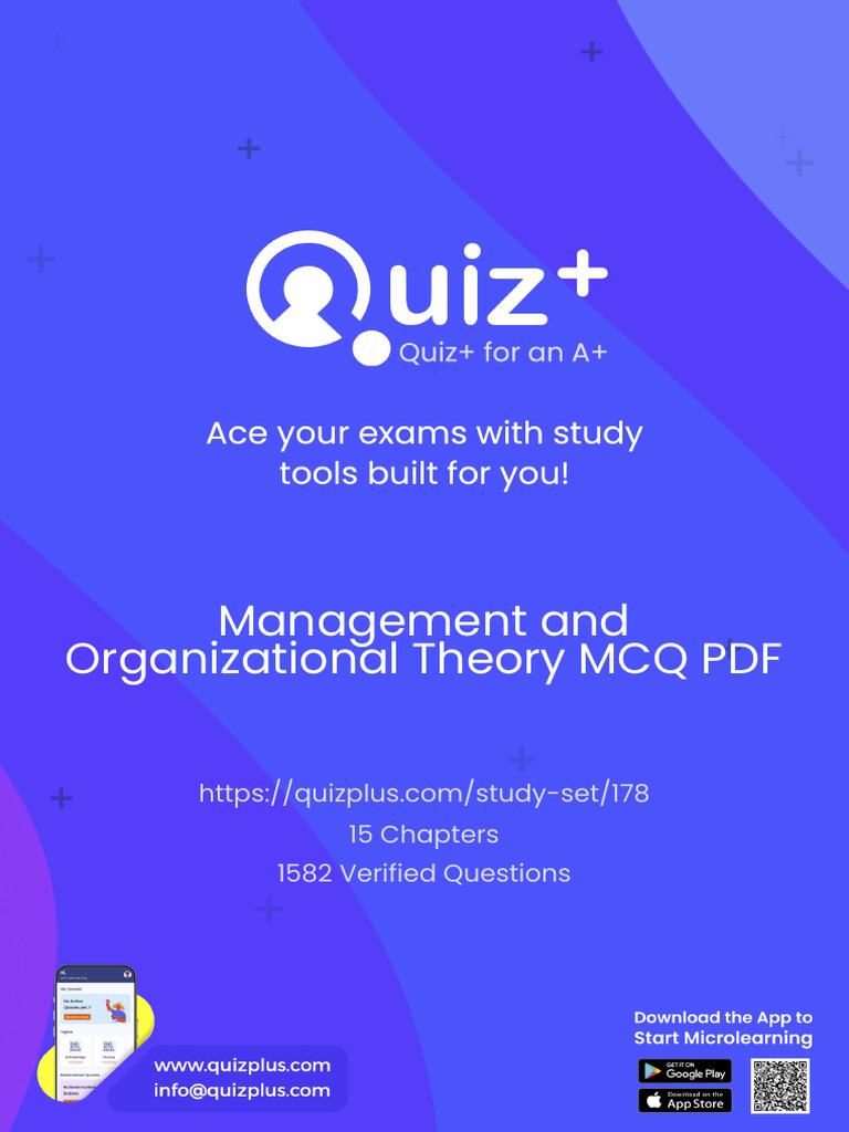 Management and Organizational Theory MCQ PDF | PDF | Psychology ...