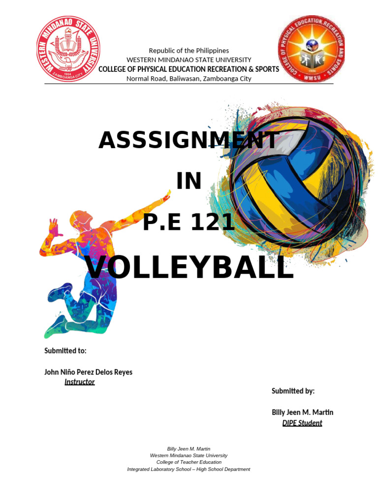 Assignment in Pe 121 Volleyball - Billy Jeen Martin | PDF | Volleyball