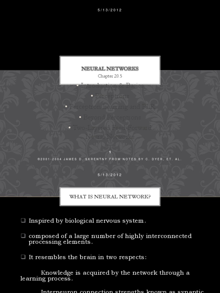 Introduction & Basics Perceptrons Perceptron Learning and PLR Beyond ...