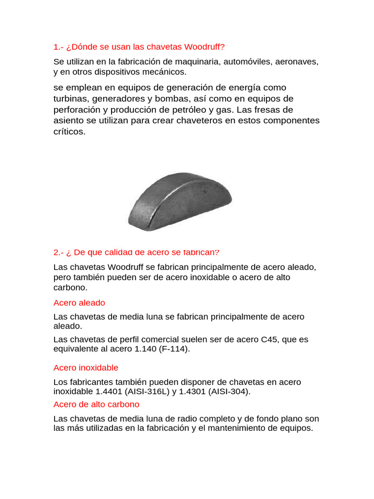 Chaveta Woodruff Alexander Sierra Acero | PDF