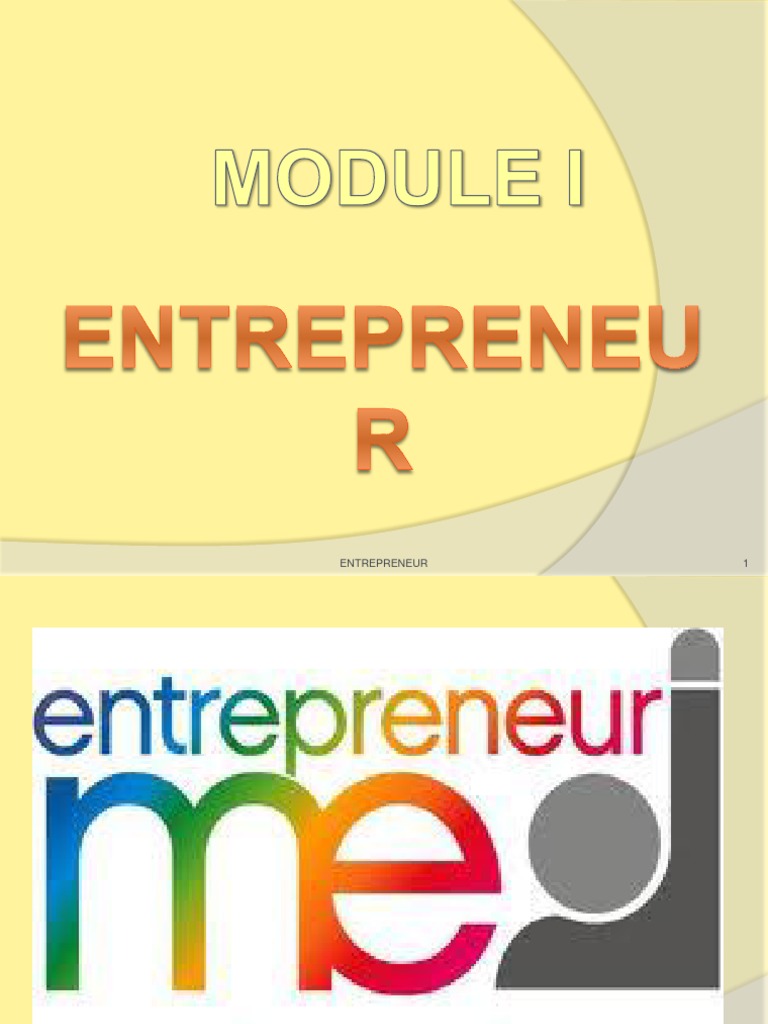 1 Entrepreneur | PDF | Entrepreneurship | Factors Of Production