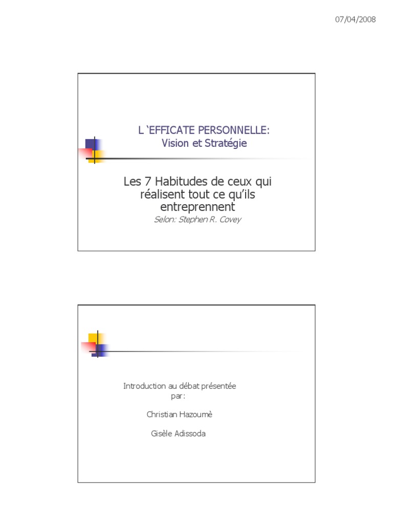 Maîtrisez les 7 Habitudes Efficaces | PDF | Évolution de carrière