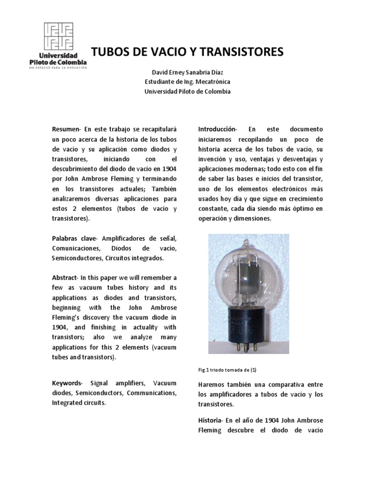 Comparativa: Tubos de Vacío y Transistores | PDF | Diodo | Electrónica