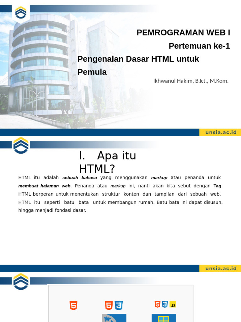Pertemuan 1 - Pengenalan Dasar HTML Untuk Pemula | PDF