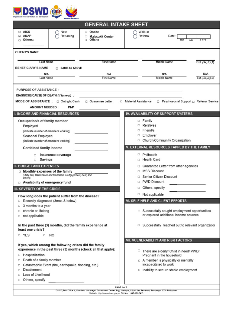 Client Assistance Intake Form | PDF | Disability | Employment