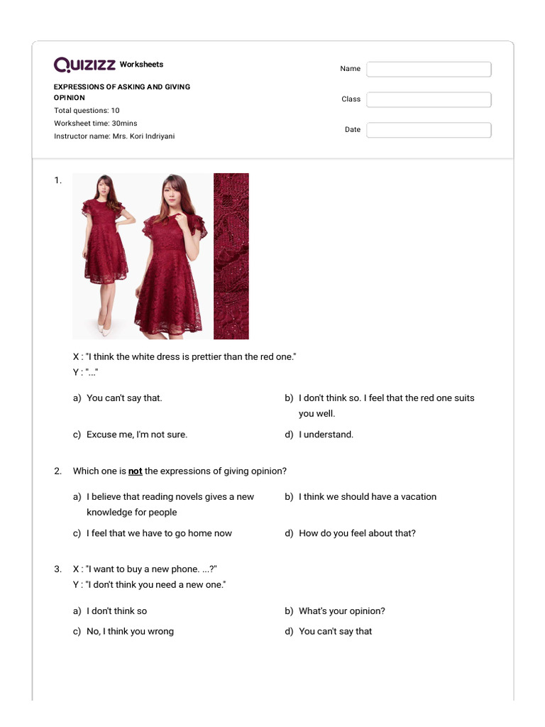 EXPRESSIONS OF ASKING AND GIVING OPINION - Quizizz | PDF | Chess Theory ...
