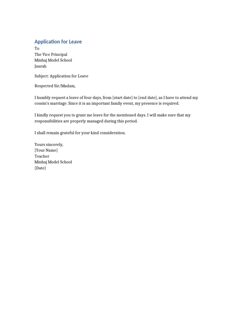 Leave Application for Family Event | PDF