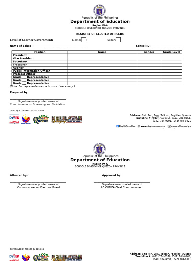 Registry of Elected Officers | PDF | Government