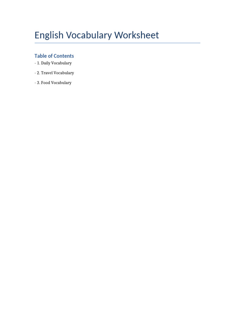 Essential Vocabulary for Daily Use | PDF
