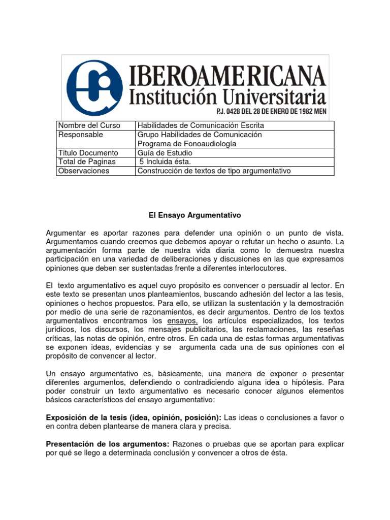 El Ensayo Argumentativo y Los Tipos de Argumentos | PDF | Ensayos ...