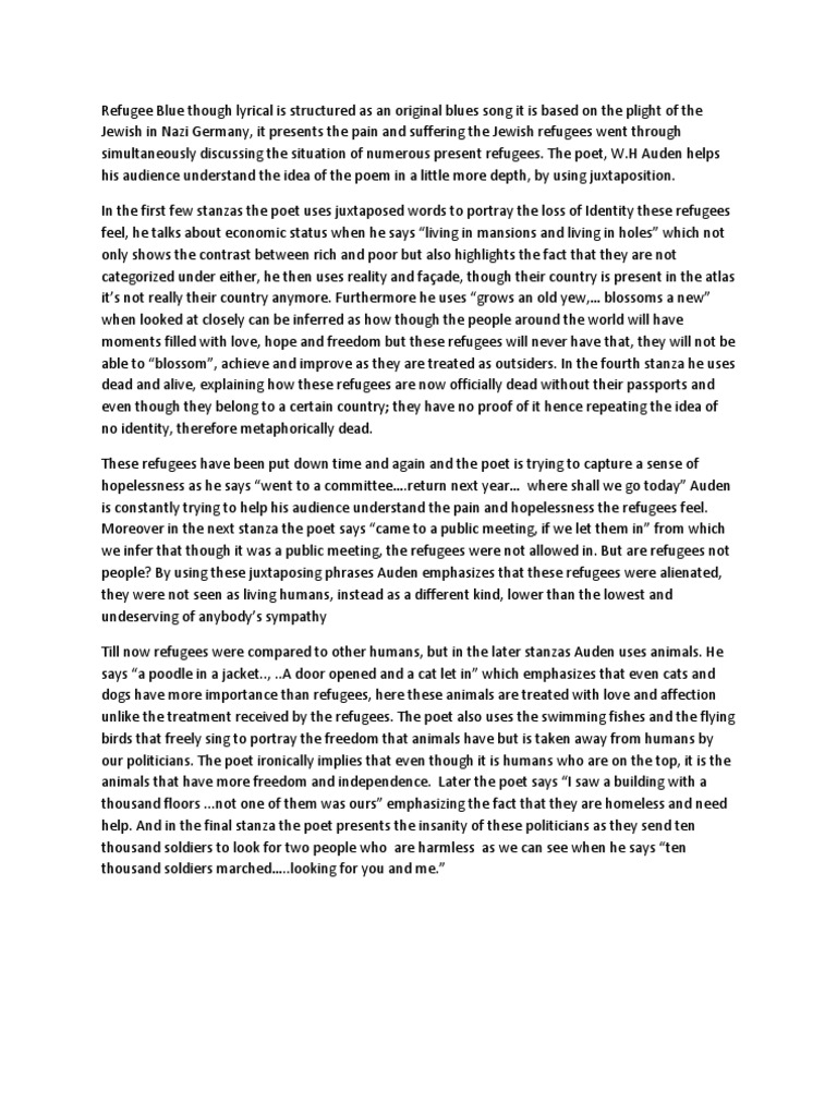 Refugee Blues - Final | PDF | Refugee | Poetry