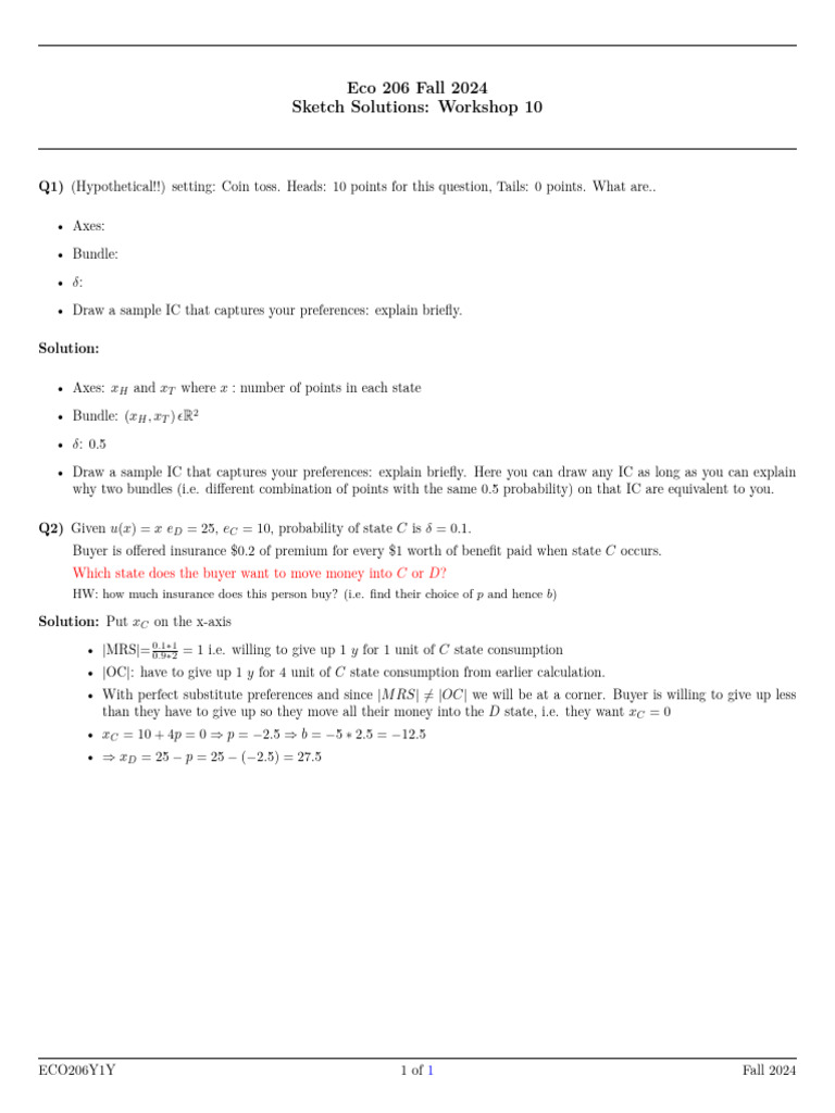 ECO206 Fall 2024 Worksheet Solutions W10 | PDF