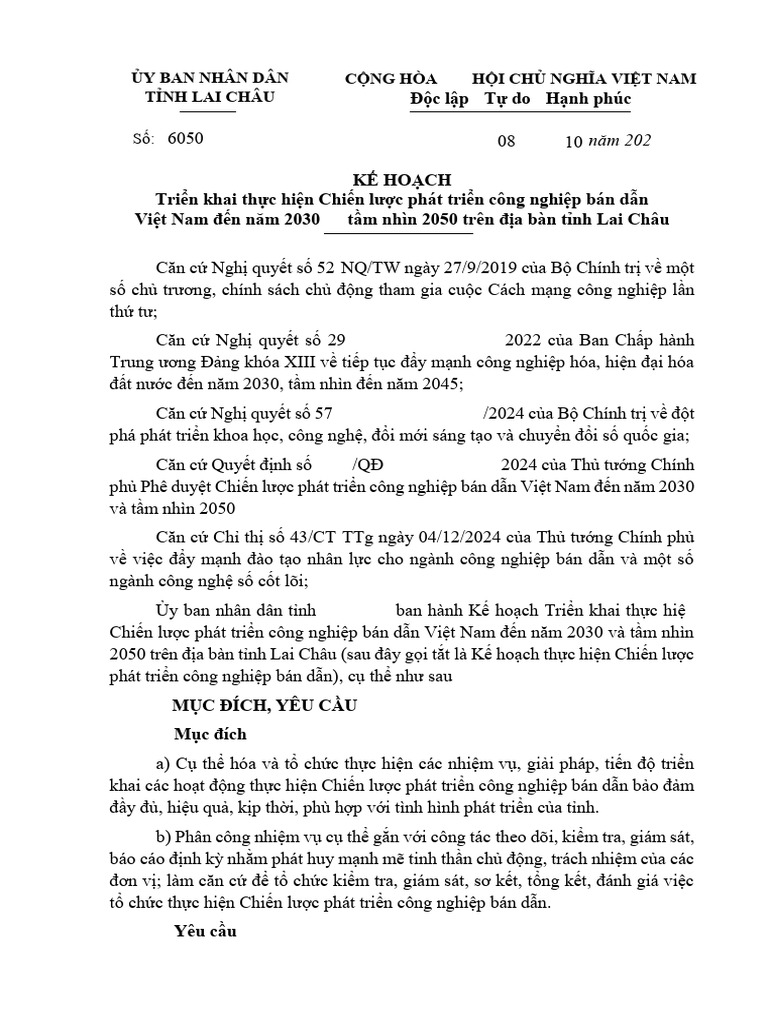 Ke Hoach Trien Khai Chien Luoc Cong Nghiep Ban Dan | PDF