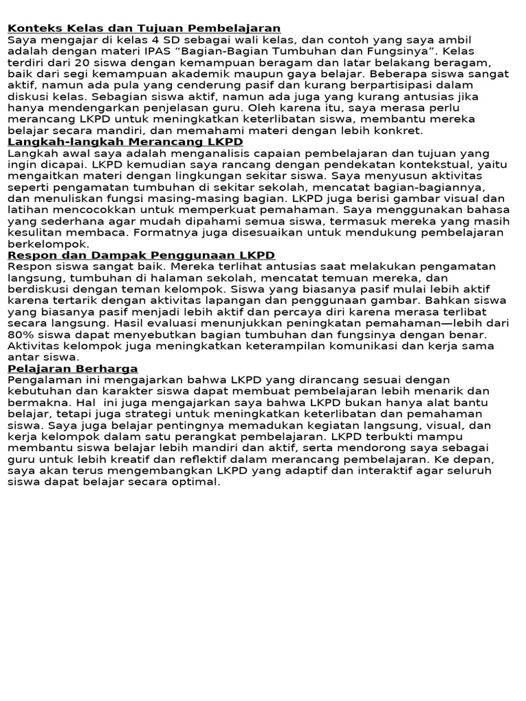 Merancang LKPD untuk Kelas 4 SD IPAS | PDF