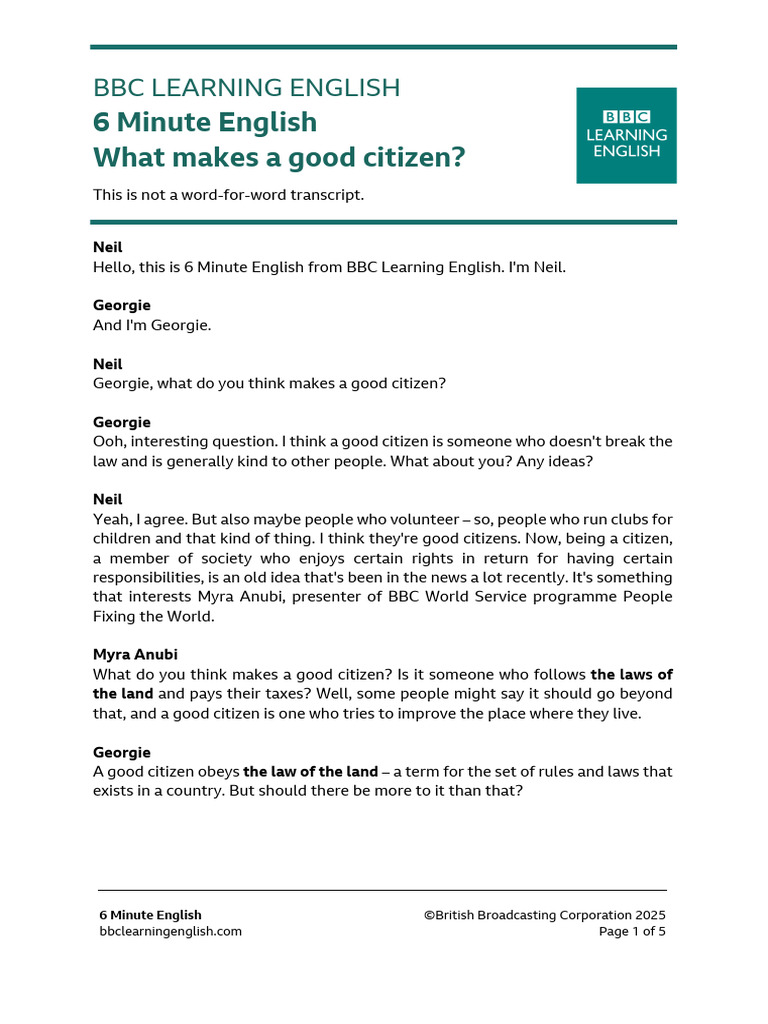 What Makes a Good Citizen? | PDF | Citizenship