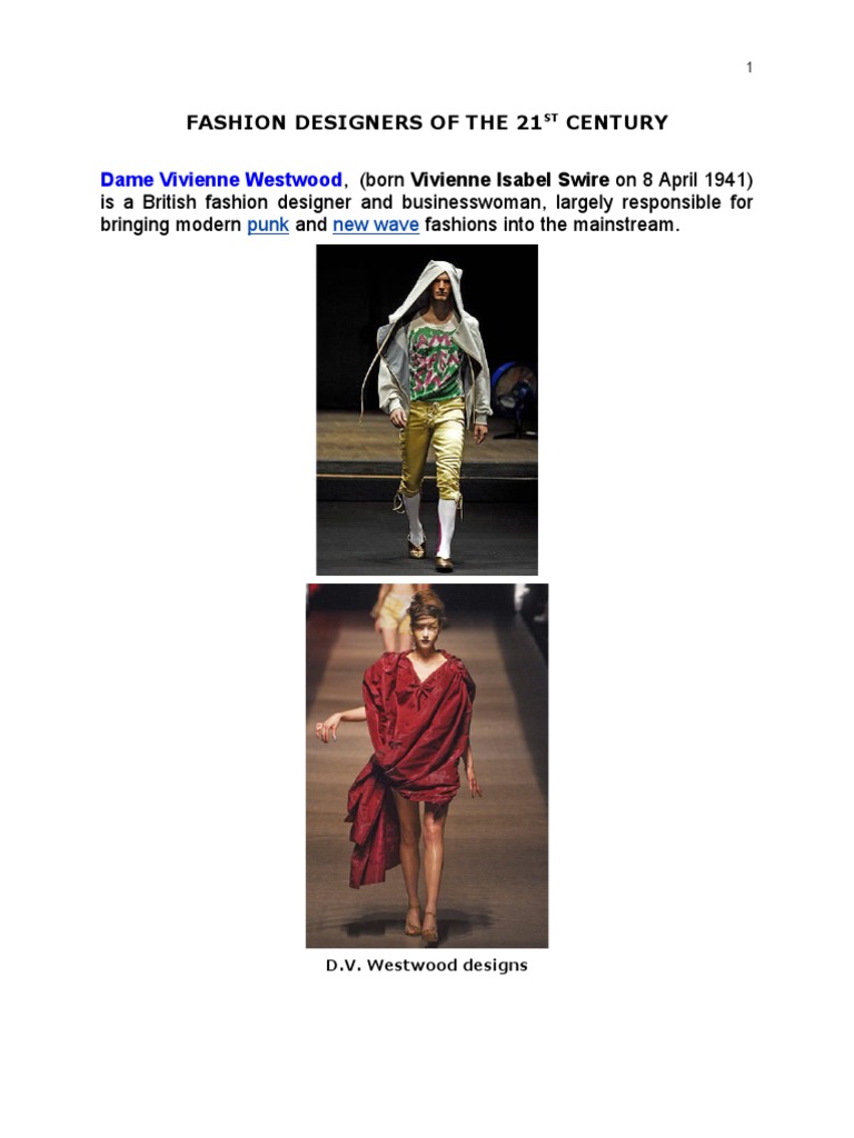 Iconic 21st Century Fashion Designers | PDF | Fashion | Cultural Trends