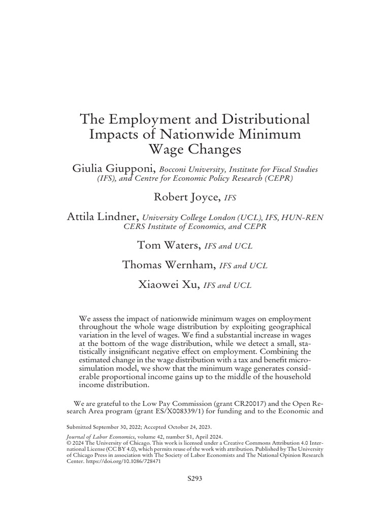 Minimum Wage Effects on Employment & Wages | PDF | Cost Of Living ...