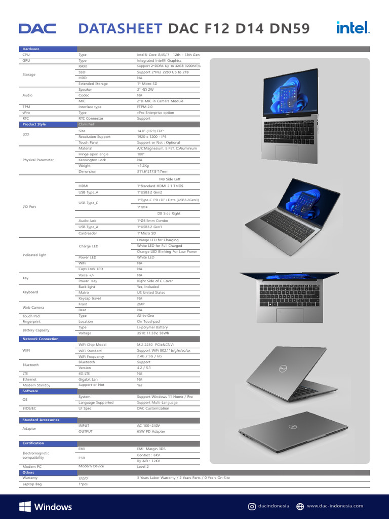 DAC D14 DN59 Laptop Specifications | PDF | Personal Computers ...