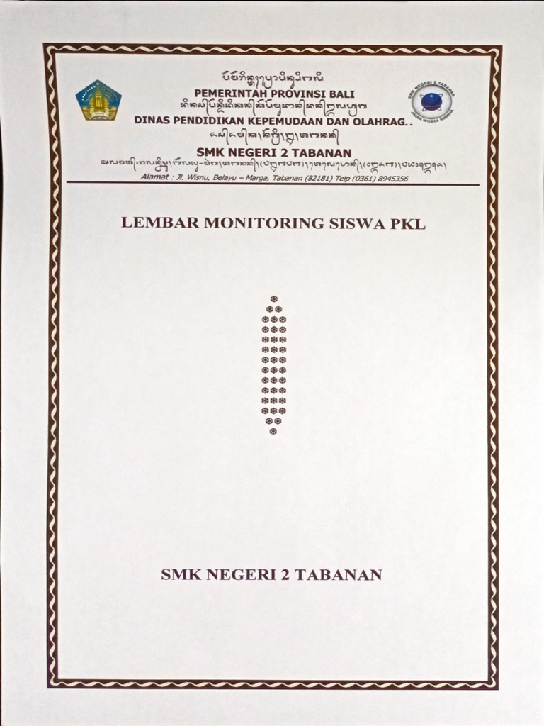SMK NO 39 3 Dokumen Monitoring Pelaksanaan PKL | PDF