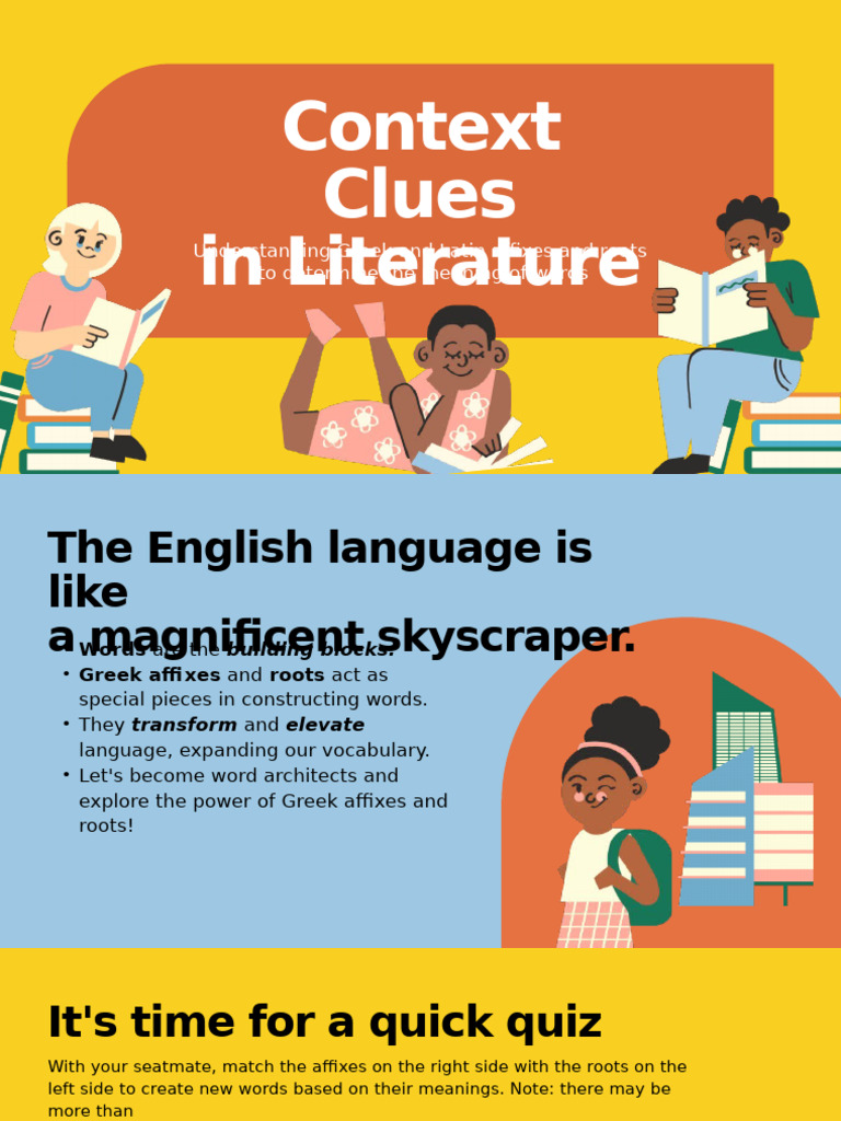 Context Clues in Literature Education Presentation in Yellow Orange ...