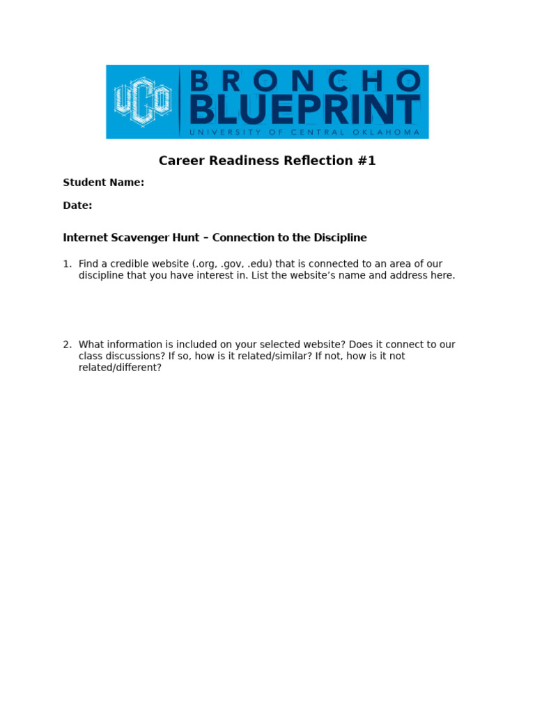 Career Readiness - Reflection 1 Assignment | PDF