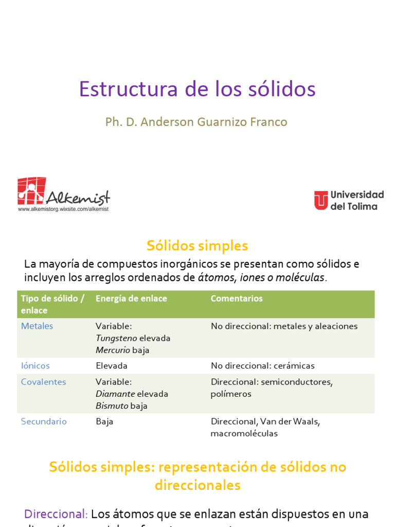 Estructura y tipos de sólidos | PDF | Sólido | Moléculas