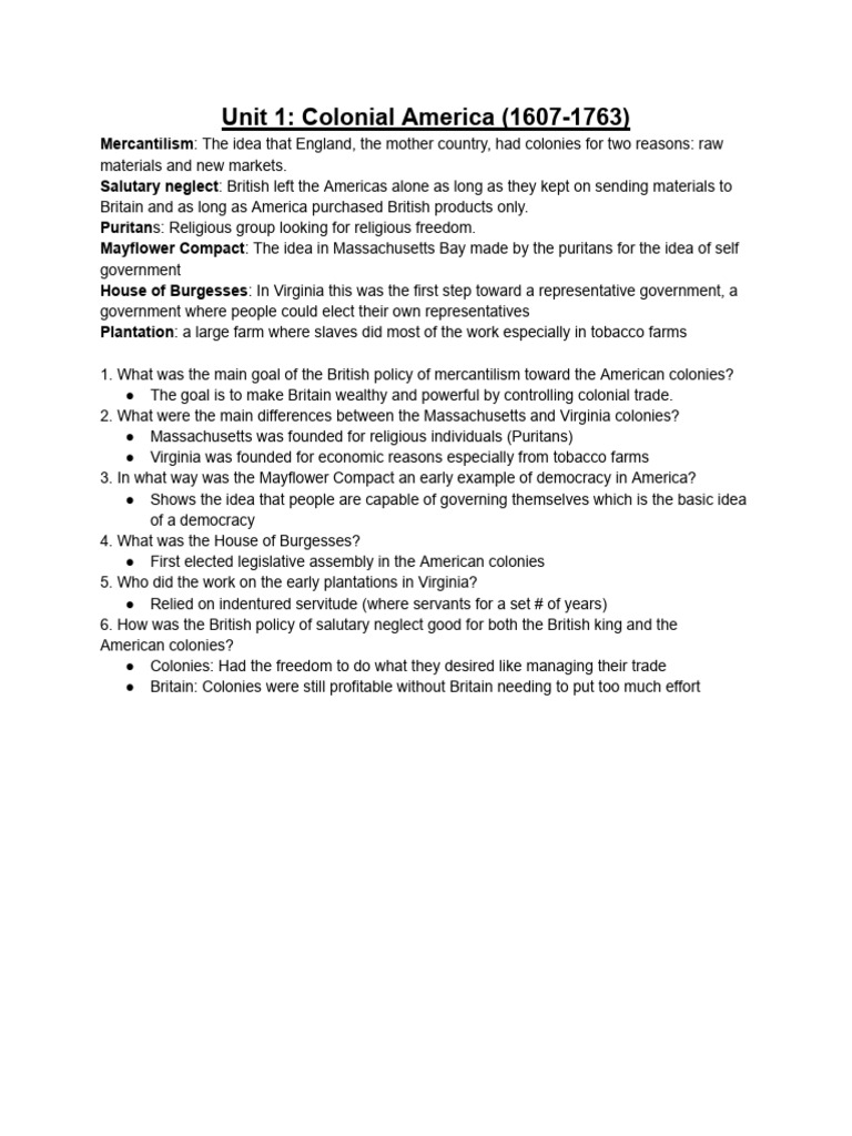 Colonial America and Independence Overview | PDF | Thirteen Colonies ...