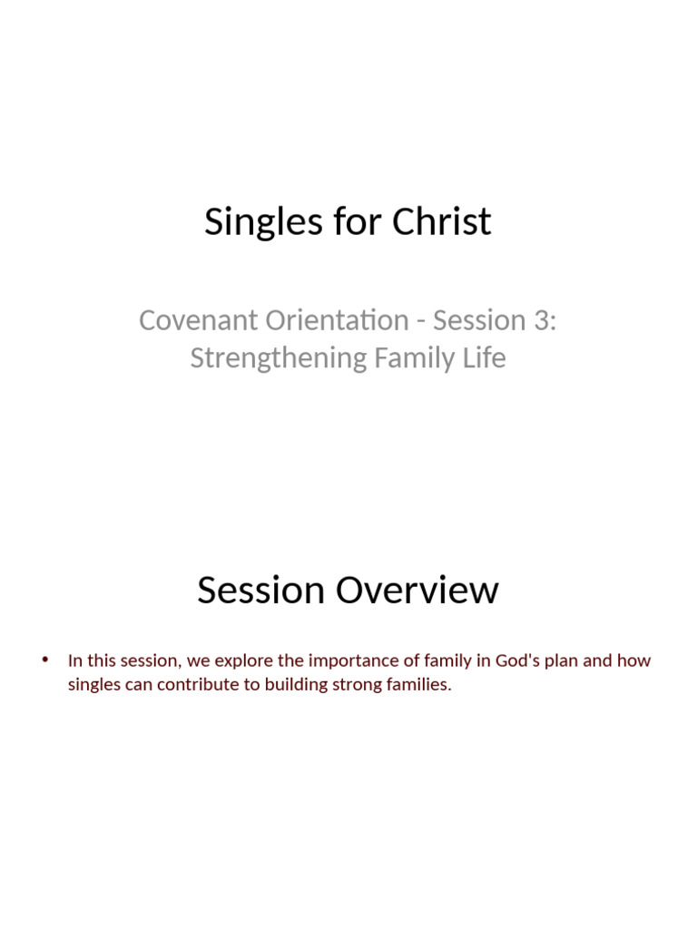 SFC Session3 Strengthening Family Life | PDF