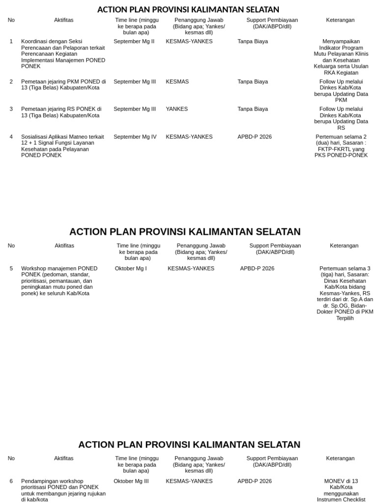 Action Plan Kalsel | PDF