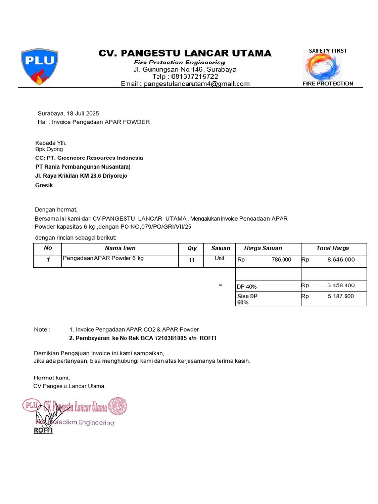 Invoice PT Gri | PDF