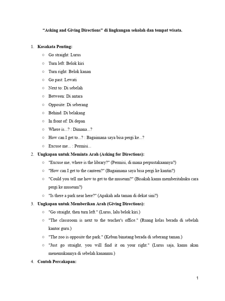 Directions in School and Tourist Areas | PDF