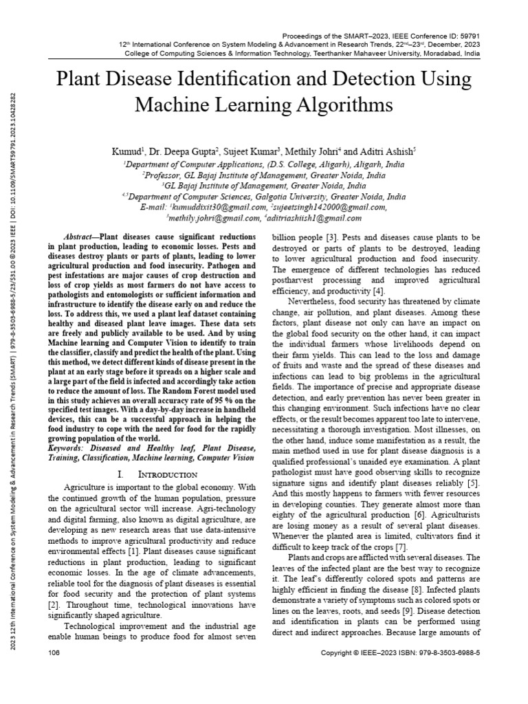 Plant Disease Detection via Machine Learning | PDF | Machine Learning ...