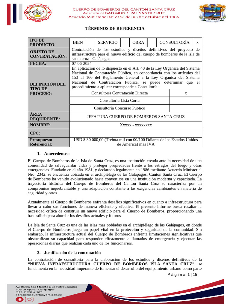 TDR INFRAESTRUCTURA BOMBEROS-Final | PDF