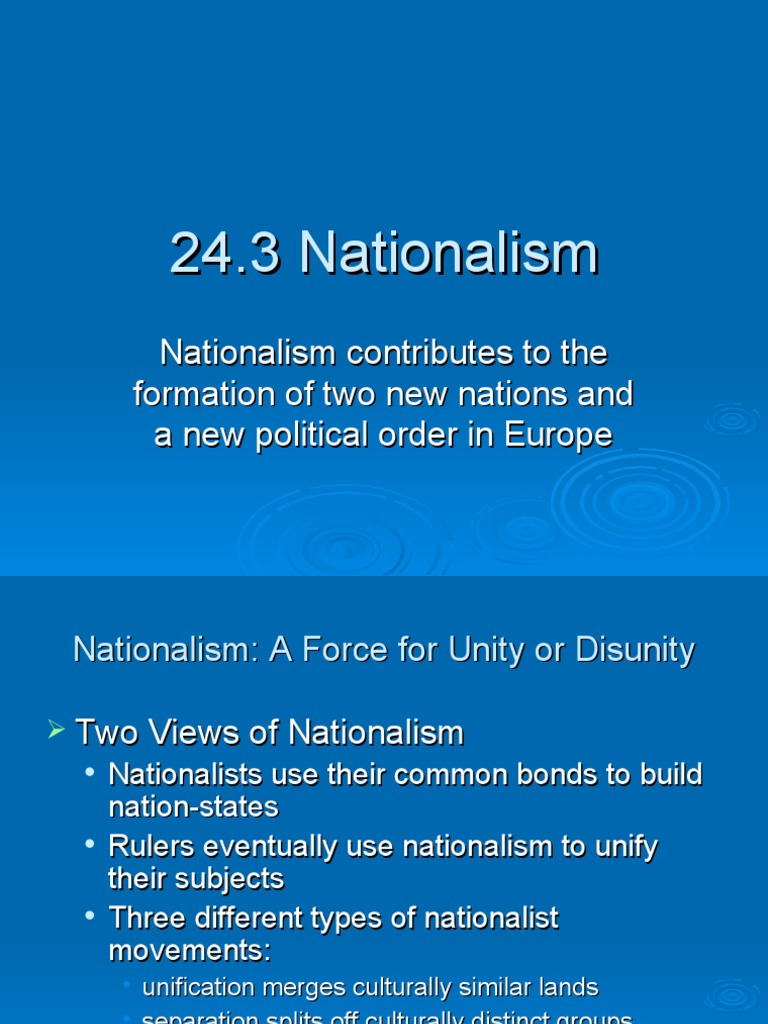 Nationalism and the Unification of Italy and Germany: How Nationalist ...