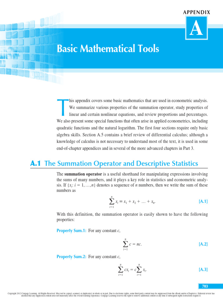 App a Basic Mathematical Tools | PDF | Summation | Percentage