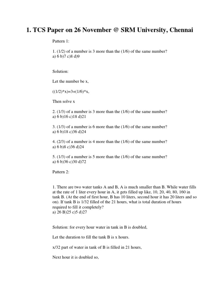 TCS Paper On 26 November | PDF | Dice | Pound Sterling