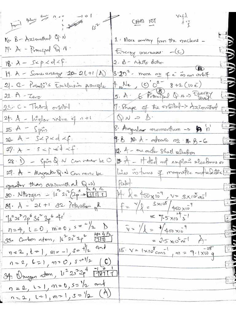 CHM 101 Tutorial Questons Answer | PDF