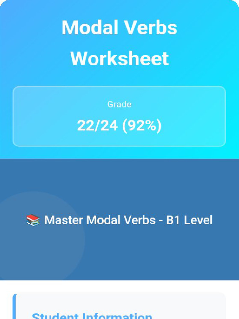 Modal Verbs Worksheet | PDF