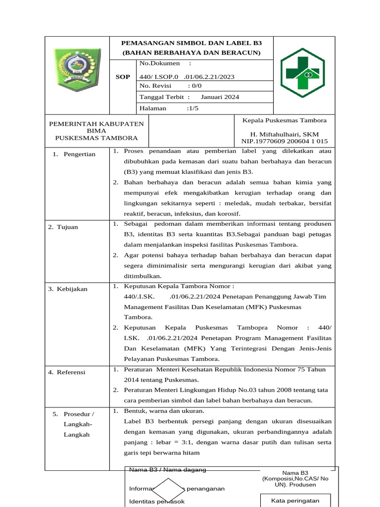 Sop Pemasangan Label Dan Simbol b3 | PDF