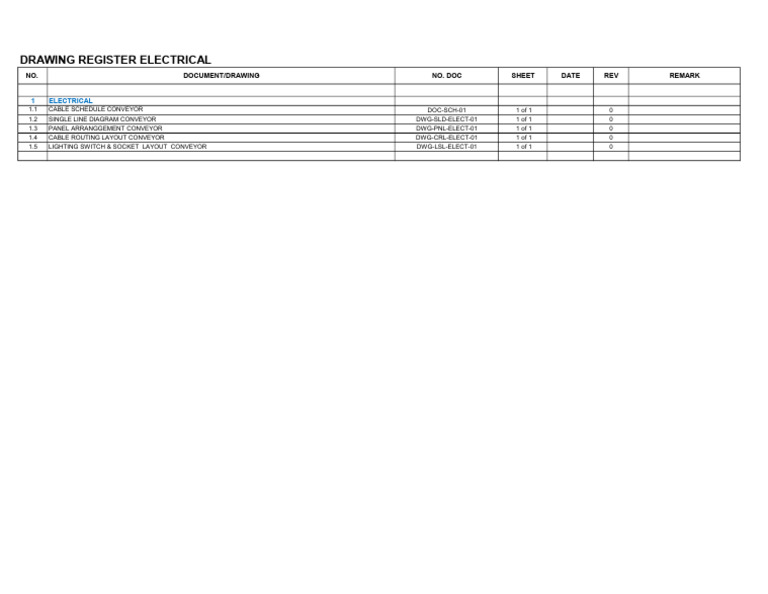 Electrical Drawing Register for Conveyor | PDF