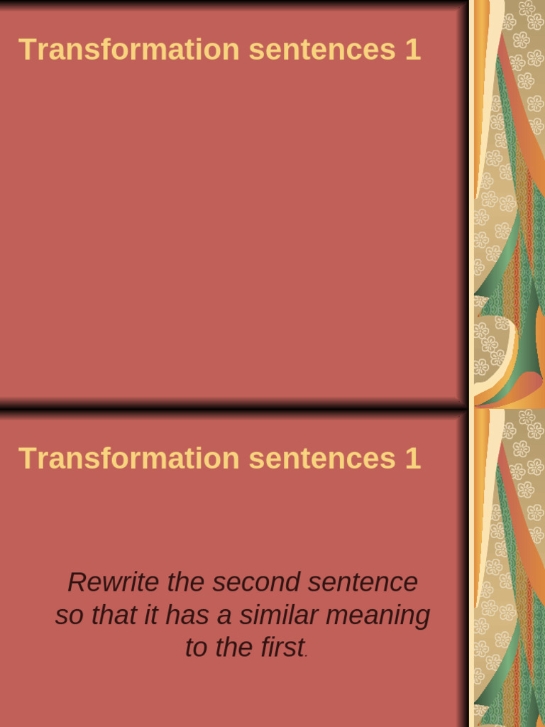 Transformation Sentences 11 | PDF